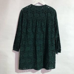 Zara | Dresses | Zara Trafaluc Forrest Green Eyelet Lace Long Sleeve Tunic Mini Dress X Small ...
